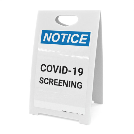 Notice: COVID-19 Screening Portrait - A-Frame Sign