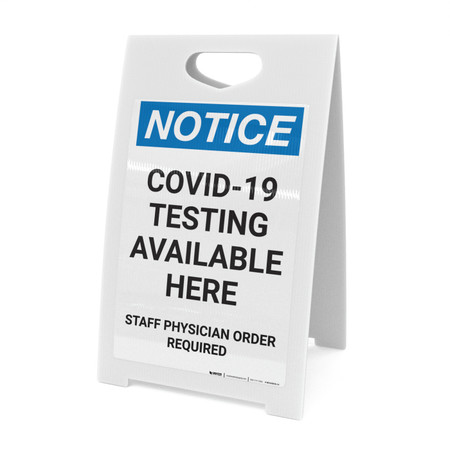 Notice: COVID-19 Testing Available Here Portrait - A-Frame Sign