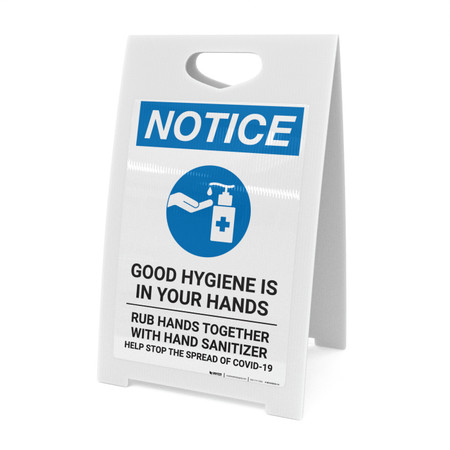 Notice: Good Hygiene is in Your Hands with Icon Portrait - A-Frame Sign