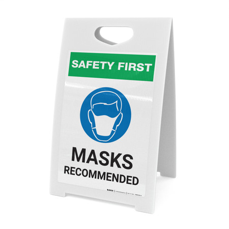 Safety First: Masks Recommended with Icon Portrait - A-Frame Sign