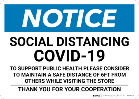 Notice: Social Distancing COVID-19 To Support Public Health Maintain ...