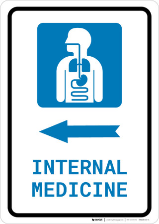 Internal Medicine Left Arrow with Icon Portrait - Wall Sign
