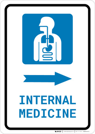 Internal Medicine Right Arrow with Icon Portrait - Wall Sign