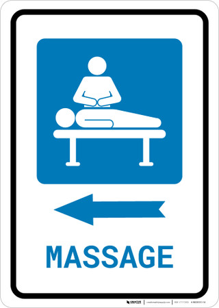 Massage Left Arrow with Icon Portrait - Wall Sign
