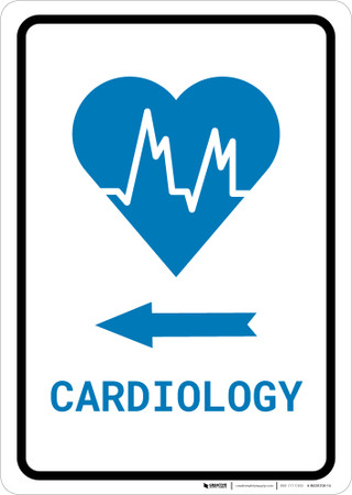 Cardiology Left Arrow with Icon Portrait v2 - Wall Sign