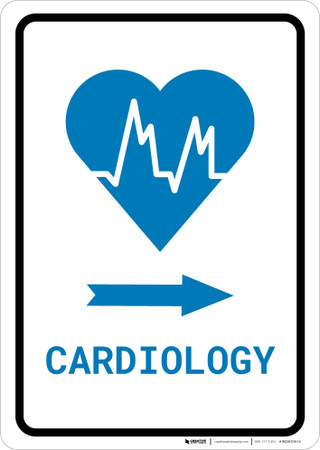 Cardiology Right Arrow with Icon Portrait v2 - Wall Sign