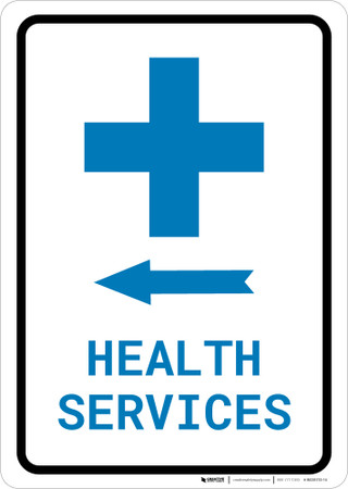 Health Services Left Arrow with Icon Portrait v2 - Wall Sign