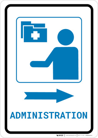 Medical Administration Right Arrow with Icon Portrait v2 - Wall Sign