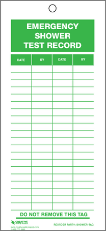 Emergency Shower Test Record Tags | Creative Safety Supply