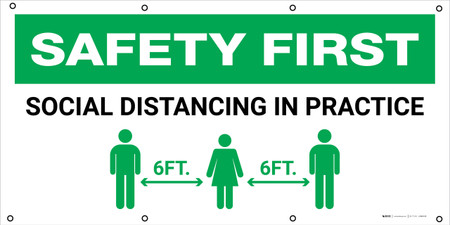 Safety First: Social Distancing In Practice with Icon - Banner