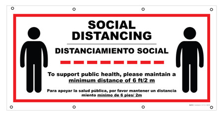 Social Distancing - Please Maintain Distance Bilingual Spanish - Banner