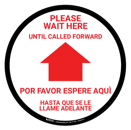 Please Wait Here Until Called Forward Bilingual Spanish - Floor Sign