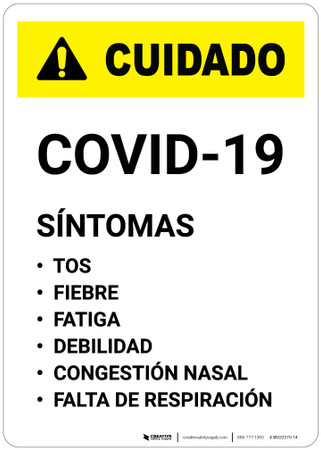 Caution: COVID-19 Symptoms Spanish Landscape - Wall Sign