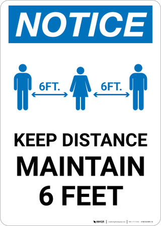 Notice: Keep a Safe Distance with Icon Portrait - Wall Sign