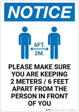 Notice: Make Sure You Are Keeping 6ft Apart with Icon Portrait - Wall Sign