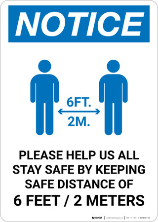 Notice: Please Help Us All Stay Safe By Keeping 2m Distance with Icon ...