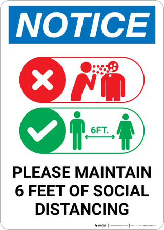 Notice: Please Maintain 6 Feet of Social Distancing with Icons ...