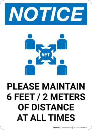 Notice: Please Maintain 6 Feet of Social Distancing with Icons Portrait ...