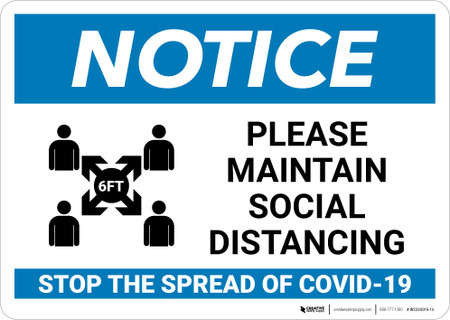 Notice: Please Maintain Social Distancing in Waiting Room Landscape ...