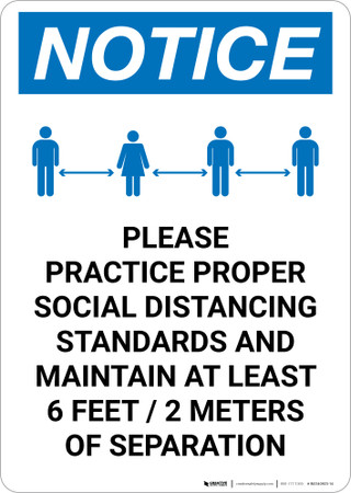 Notice: Please Practice Proper Social Distancing Standards with Icon ...