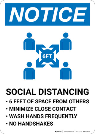 Notice: Social Distancing 6ft of Space from Others with Icon Portrait ...