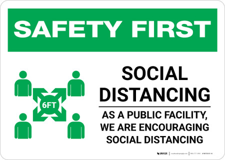 Safety First: Social Distancing Measures Landscape - Wall Sign