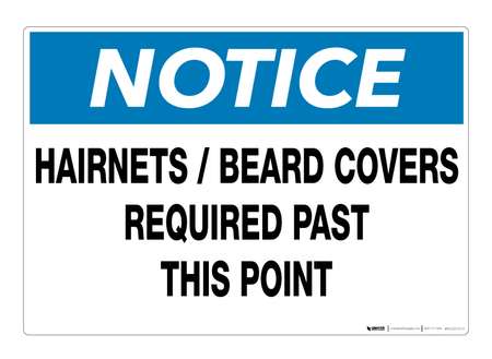 Hairnets/Beard Covers Required Past This Point - Wall Sign