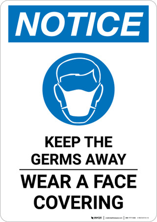 Notice: Keep The Germs Away Wear A Face Covering with Icon Portrait ...
