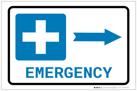 Emergency Right Arrow with Icon Landscape - Label | Creative Safety Supply