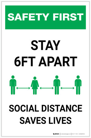 Safety First: Stay 6ft Apart - Social Distance Saves Lives Portrait - Label