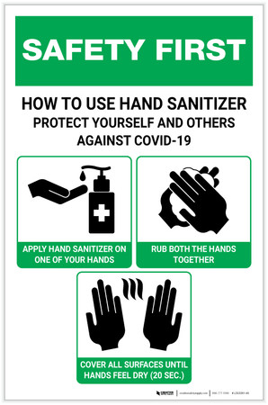 Safety First: How To Use Hand Sanitizer Portrait - Label | Creative ...