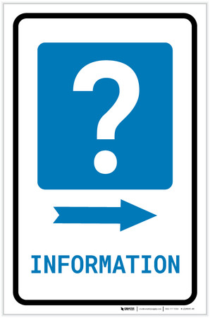 Information Right Arrow with Question Mark Portrait - Label
