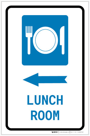 Lunch Room Left Arrow with Icon Portrait - Label
