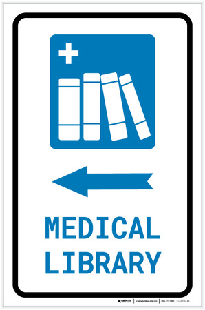 Medical Library Left Arrow with Icon Portrait - Label