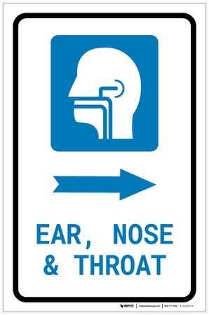 Ears, Nose, and Throat (ENT) Right Arrow with Icon Portrait - Label