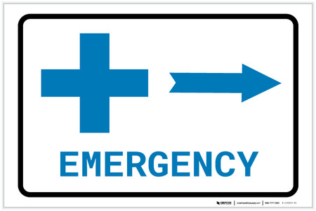 Emergency Right Arrow with First Aid Symbol Landscape v2 - Label