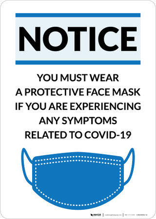 Notice: You Must Wear A Protective Face Mask with Icon Portrait - Wall Sign