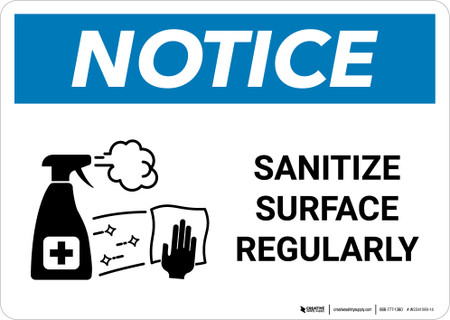 Notice: Sanitize Surface Regularly with Icon Landscape - Wall Sign