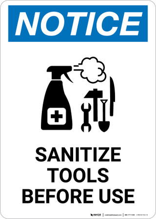 Notice: Sanitize Tools Before Use with Icon Portrait - Wall Sign