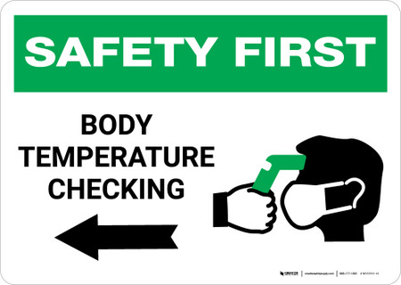 Safety First: Body Temperature Checking Left with Icon Landscape - Wall ...