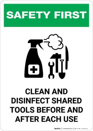 Safety First: Clean And Disinfect Shared Tools with Icon Portrait ...