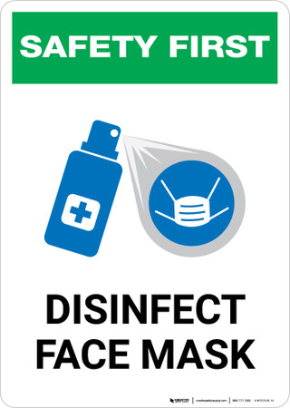 Safety First: Disinfect Face Masks with Icon Portrait - Wall Sign