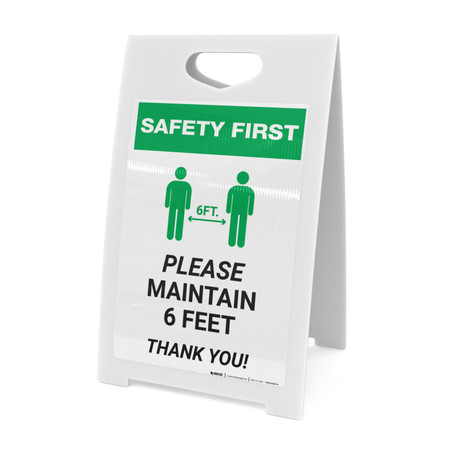 Safety First: Please Maintain 6 Feet with Icon Portrait - A-Frame Sign