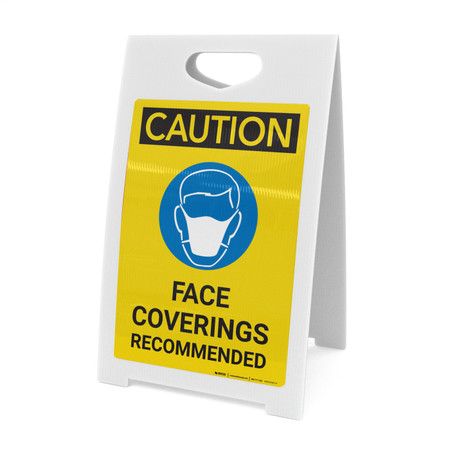 Caution: Face Coverings Recommended with Icon Portrait - A-Frame Sign
