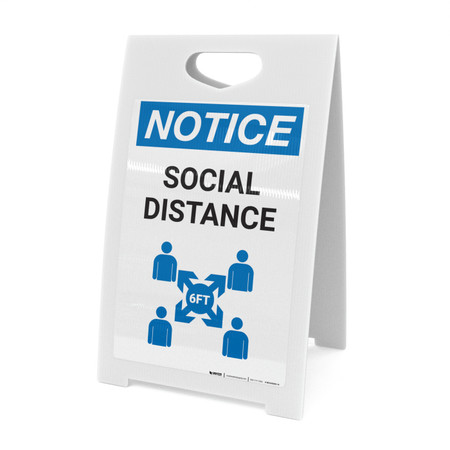 Notice: Social Distance with Icon Portrait - A-Frame Sign