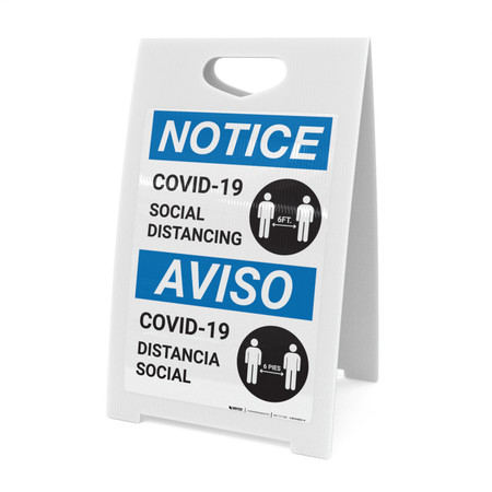 Notice: COVID-19 Social Distancing Bilingual Spanish with Icon Portrait ...