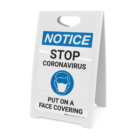 Notice: Stop Coronavirus Put On A Face Covering with Icon Portrait - A ...