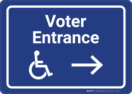 Accessible Voter Entrance Right with ADA Icon Landscape - Wall Sign