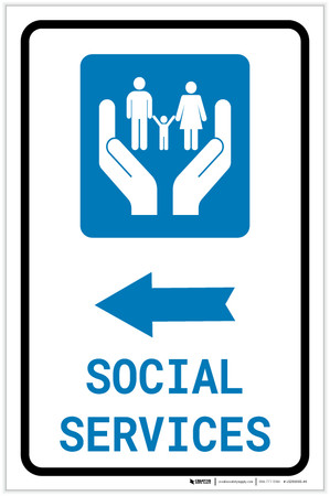 Social Services Left Arrow with Icon Portrait v2 - Label