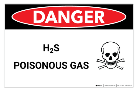 Danger: H2S Poisonous Gas (Hydrogen Sulfide) - Wall Sign | Creative ...